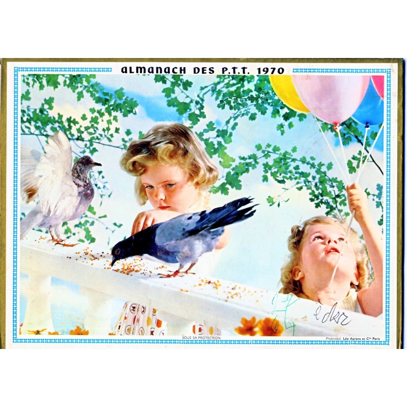 CALENDRIER ALMANACH 1970 - MANEGES ET FILLETTES AVEC OISEAUX, Oller