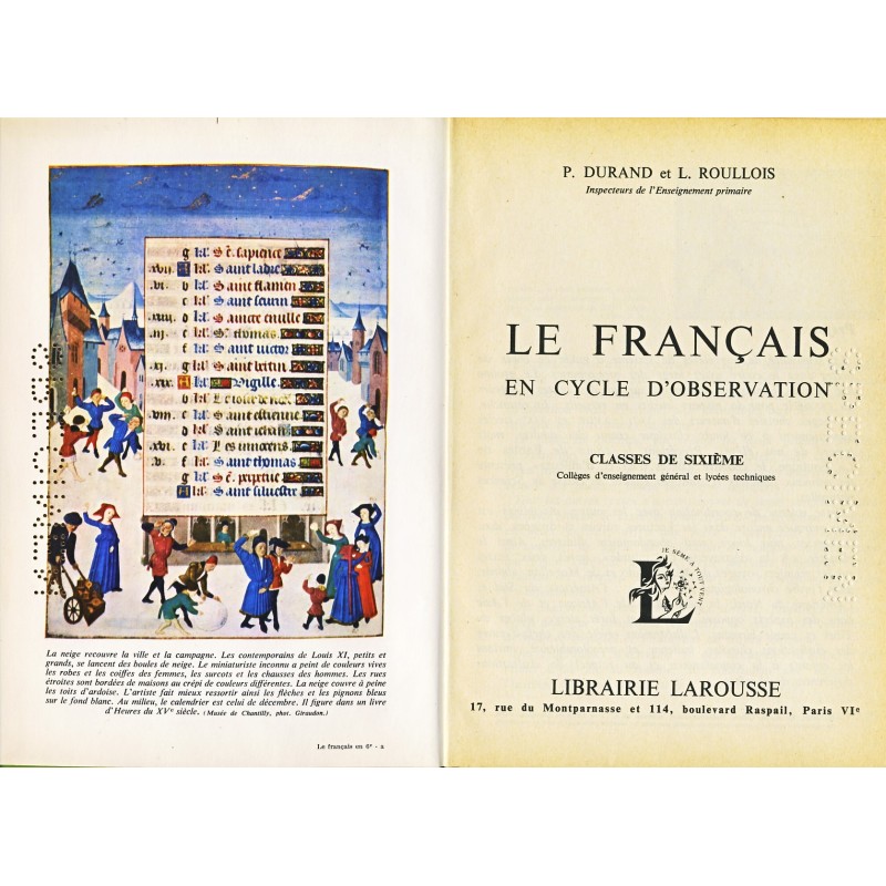 livre scolaire le français en cycle d'observation﻿, specimen, 1961