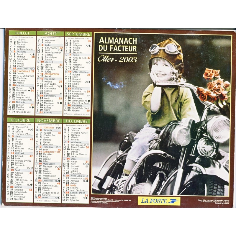 CALENDRIER ALMANACH DU FACTEUR 2003 -KIM ANDERSON﻿, Oller