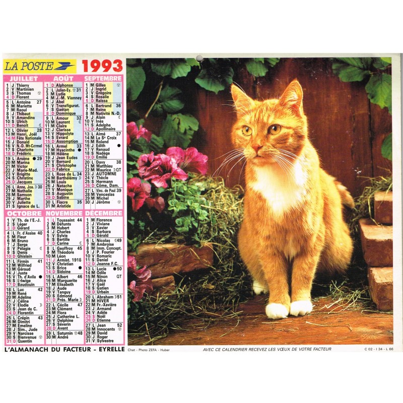 CALENDRIER ALMANACH DU FACTEUR 1993 - CHATS