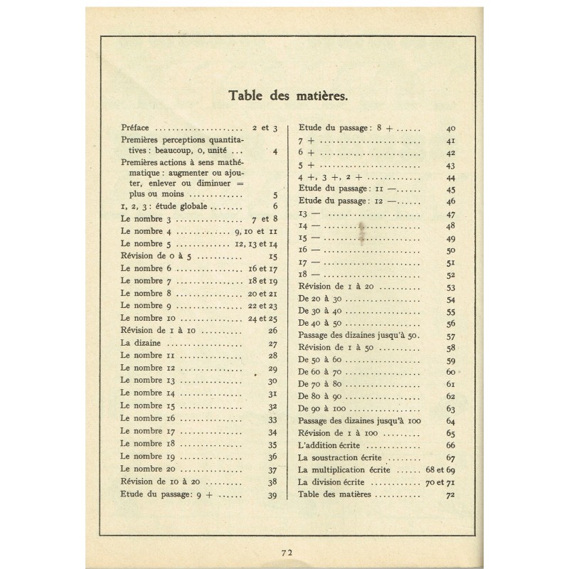 LIVRE METHODE DE CALCUL PAS A PAS DE 1 A 100, exercices illustrés 1948